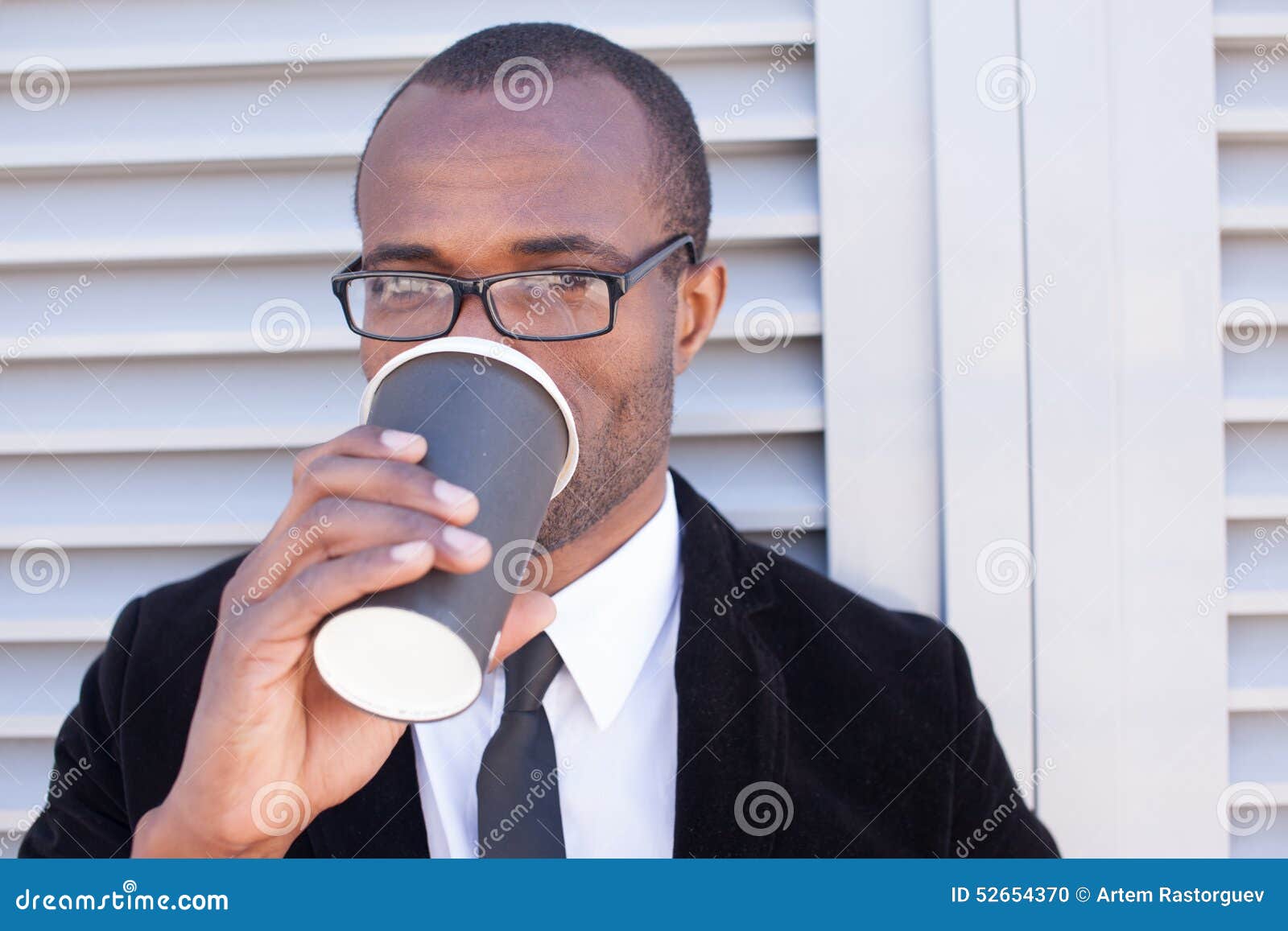 Trendy Black Man Have Coffee Break Stock Photo - Image of portrait ...