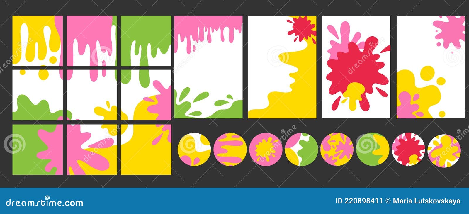 Trendy Blotch Backgrounds. Patterns Doodle Shapes Bright Colors and ...