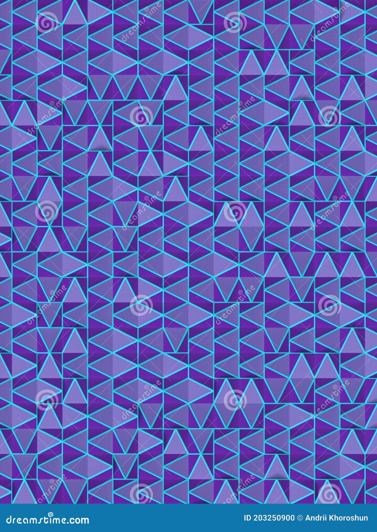 Trendy Blue Colored Geometric Pattern of Randomly Spaced Triangles. 3d ...
