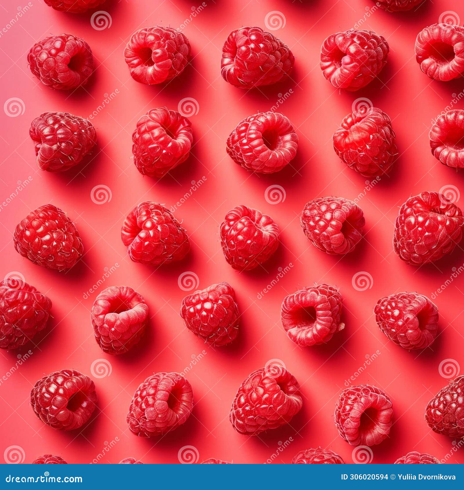 Trendy Bright Pattern of Red Berries (raspberry). Pastel Red Background ...