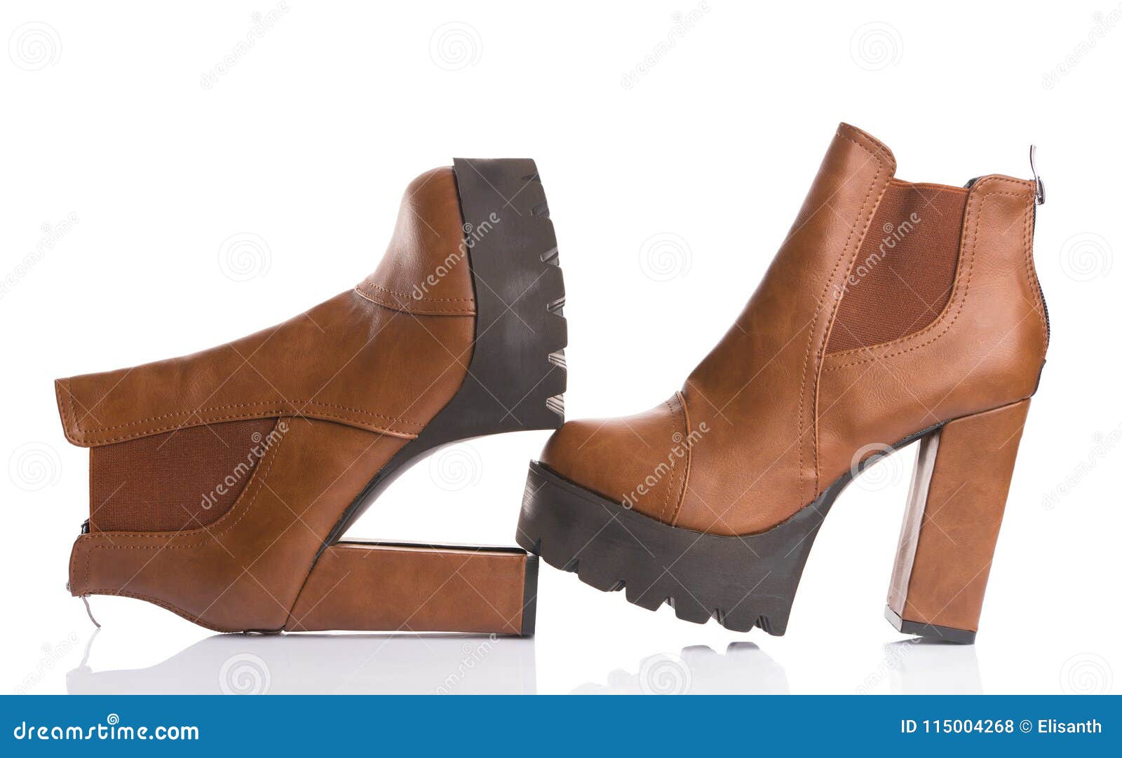 Trendy Brown Platform Boots, Studio Shoot Stock Photo - Image of ankle ...