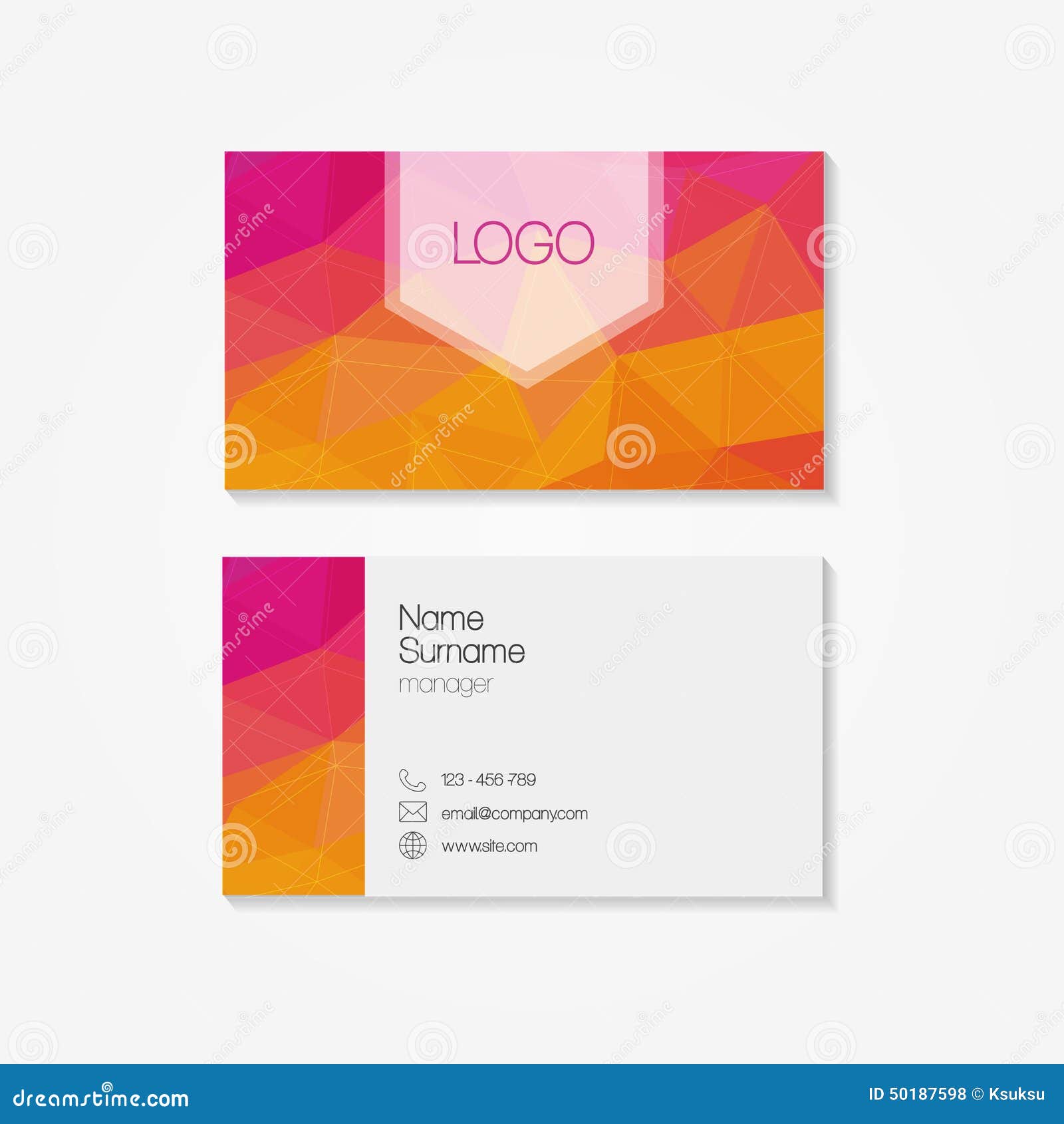 Trendy Business Card in Modern Low Polygon Style Stock Vector ...