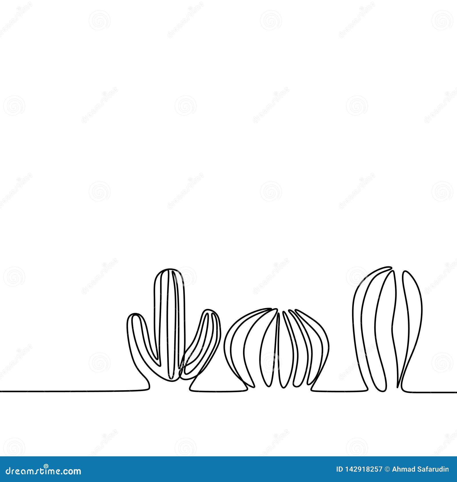 Trendy Cactus One Line Minimalist Design Vector Illustration Stock ...
