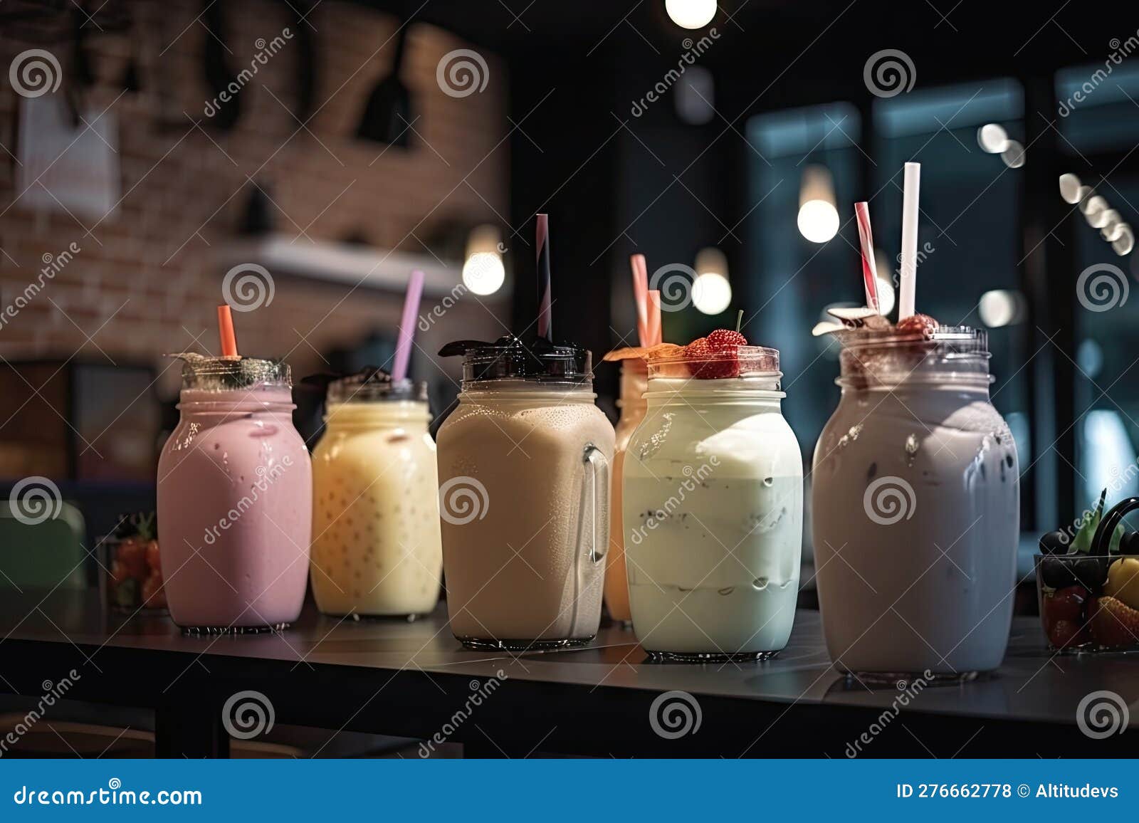 Trendy Cafe, with Variety of Milkshakes and Soft Drinks on the Menu ...