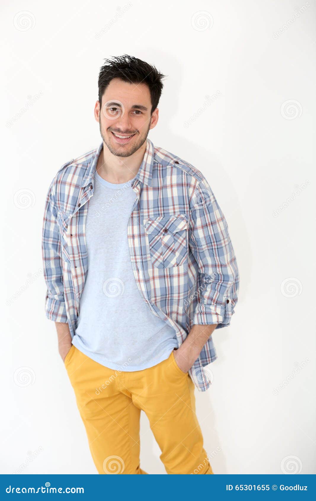 Trendy Casual Man Standing Isolated Stock Image - Image of trendy ...