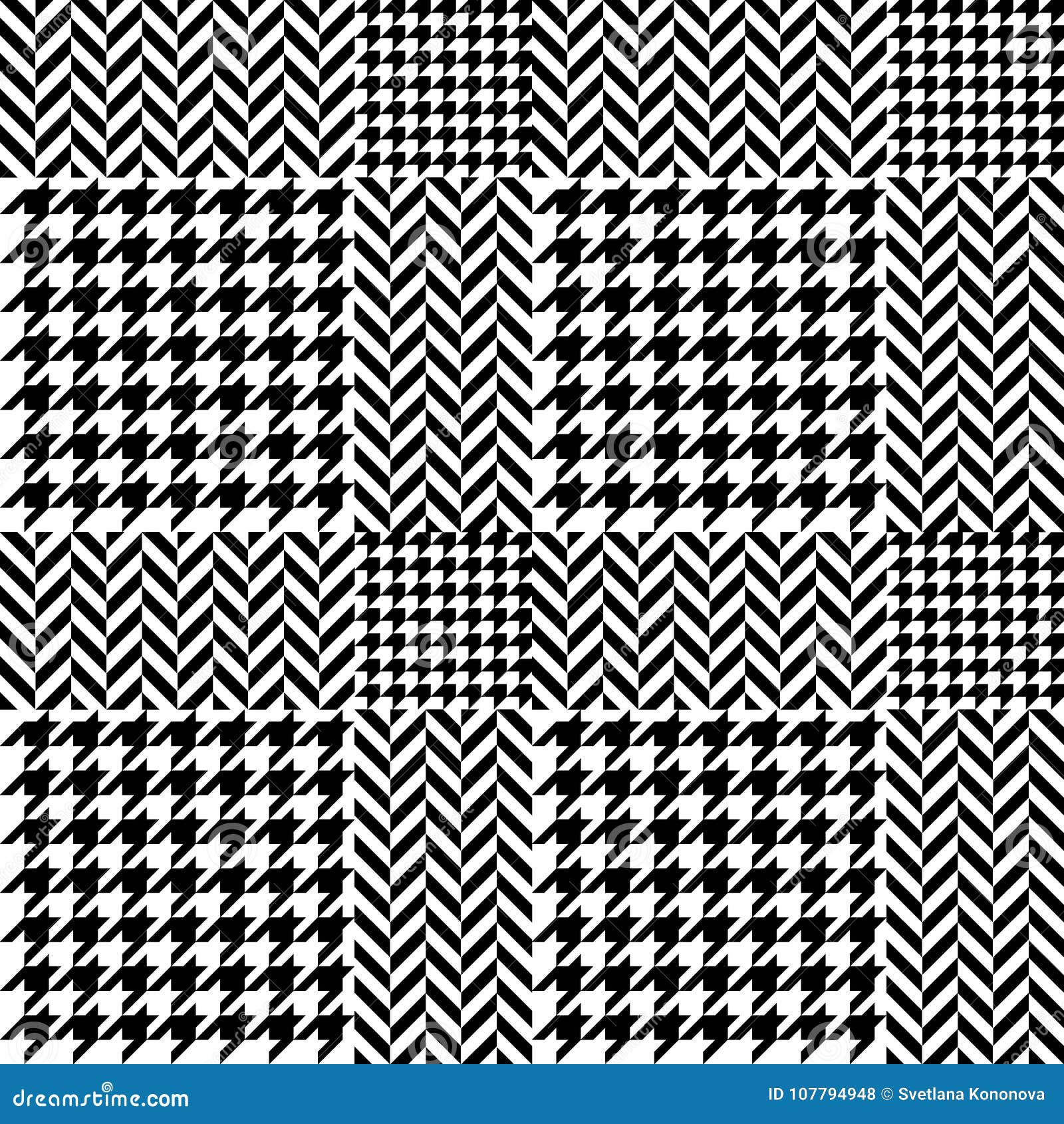 Trendy Checkered Irregular Hounds Tooth Print. Seamless Vector Pattern ...