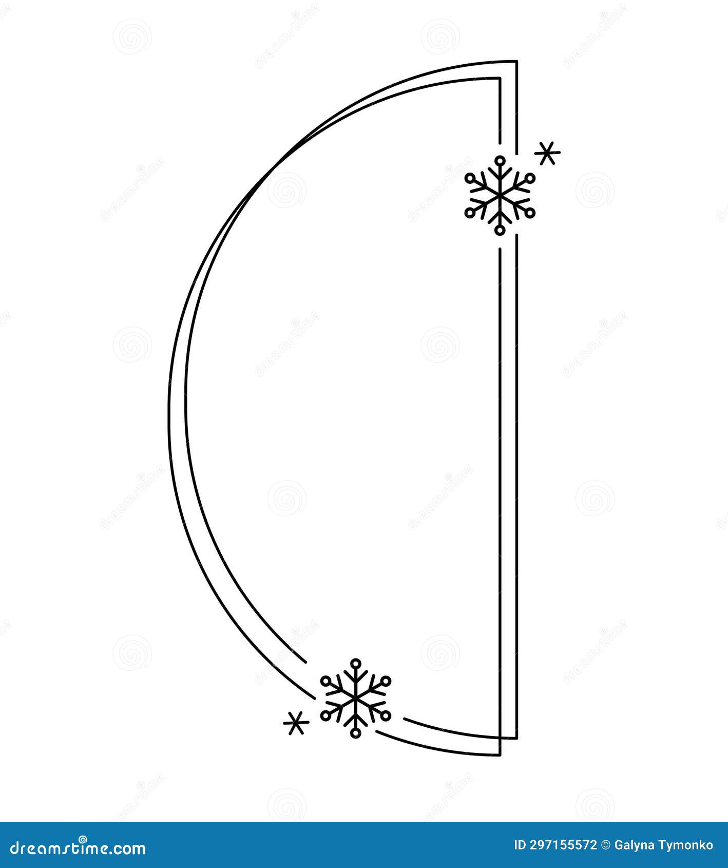 Trendy Christmas Winter Linear Semi Circle Frame with Snowflake, Modern ...
