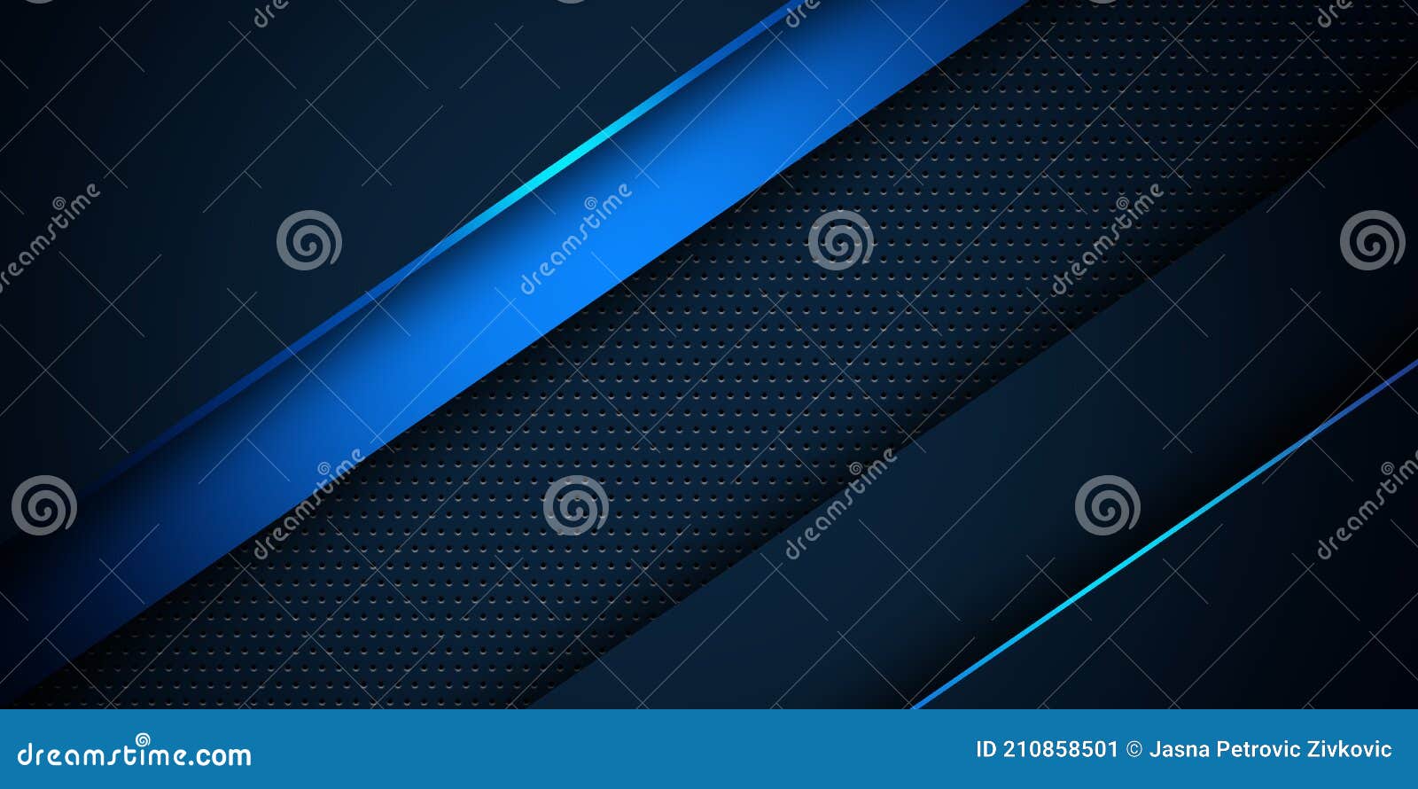 Trendy Composition of Blue Technical Shapes on Black Background. Dark ...