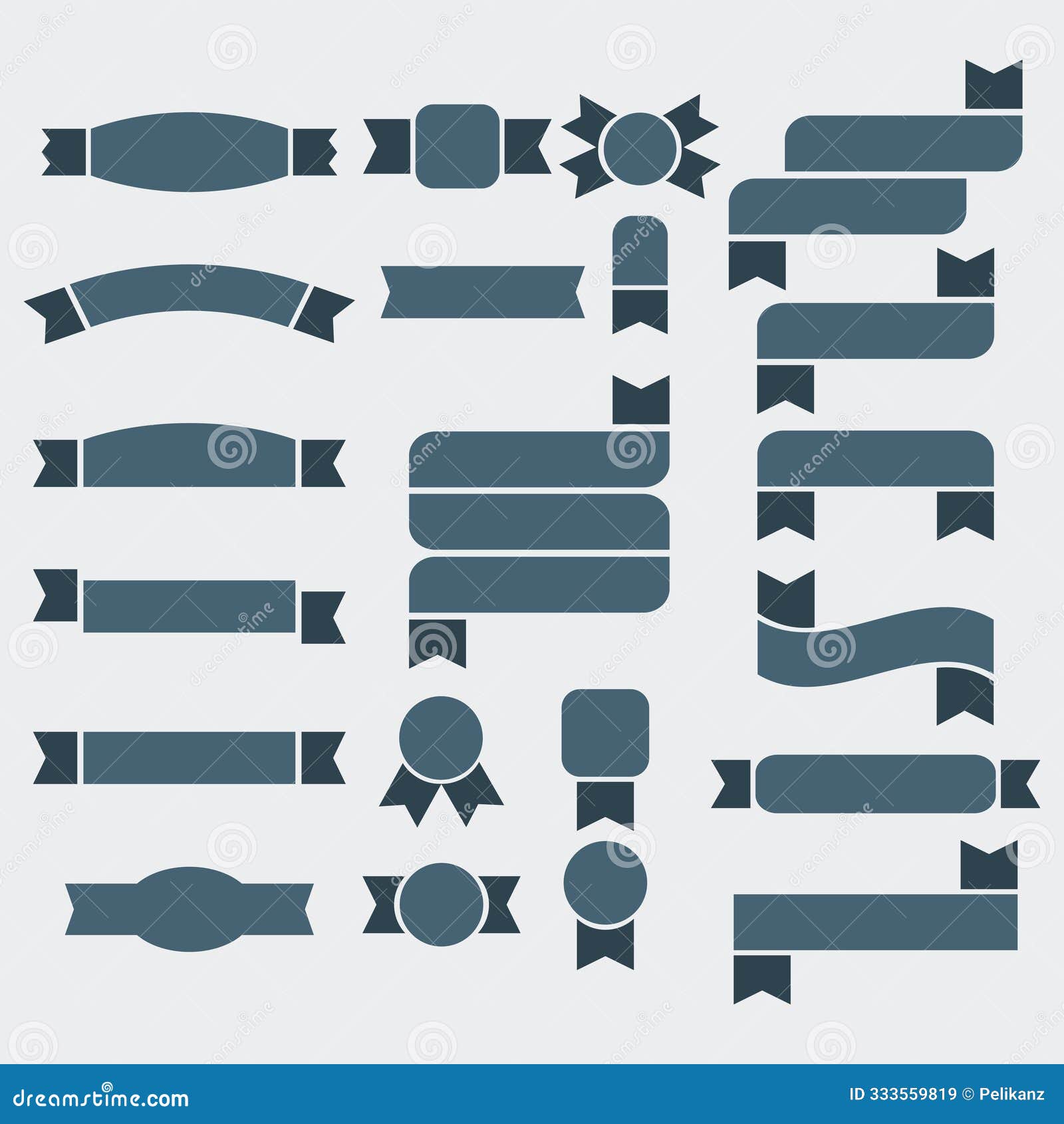 Trendy Creative Assorted Flat Style Blank Blue Ribbon Banners Icons ...