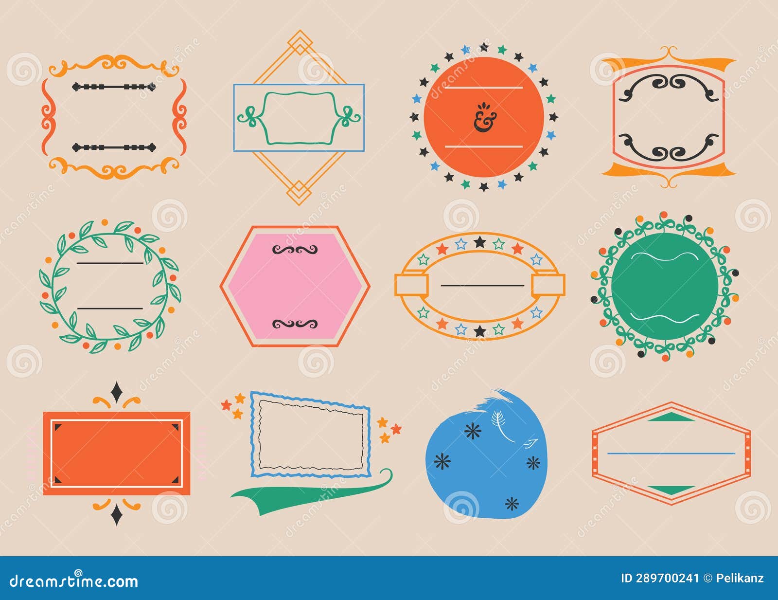 Trendy and Creative Colorful Assorted Empty Emblem Banners Icons and ...
