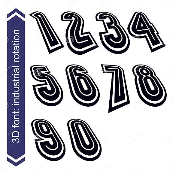 Trendy Dimensional Shift Numbers with Rotation Effect, Creative Stock ...