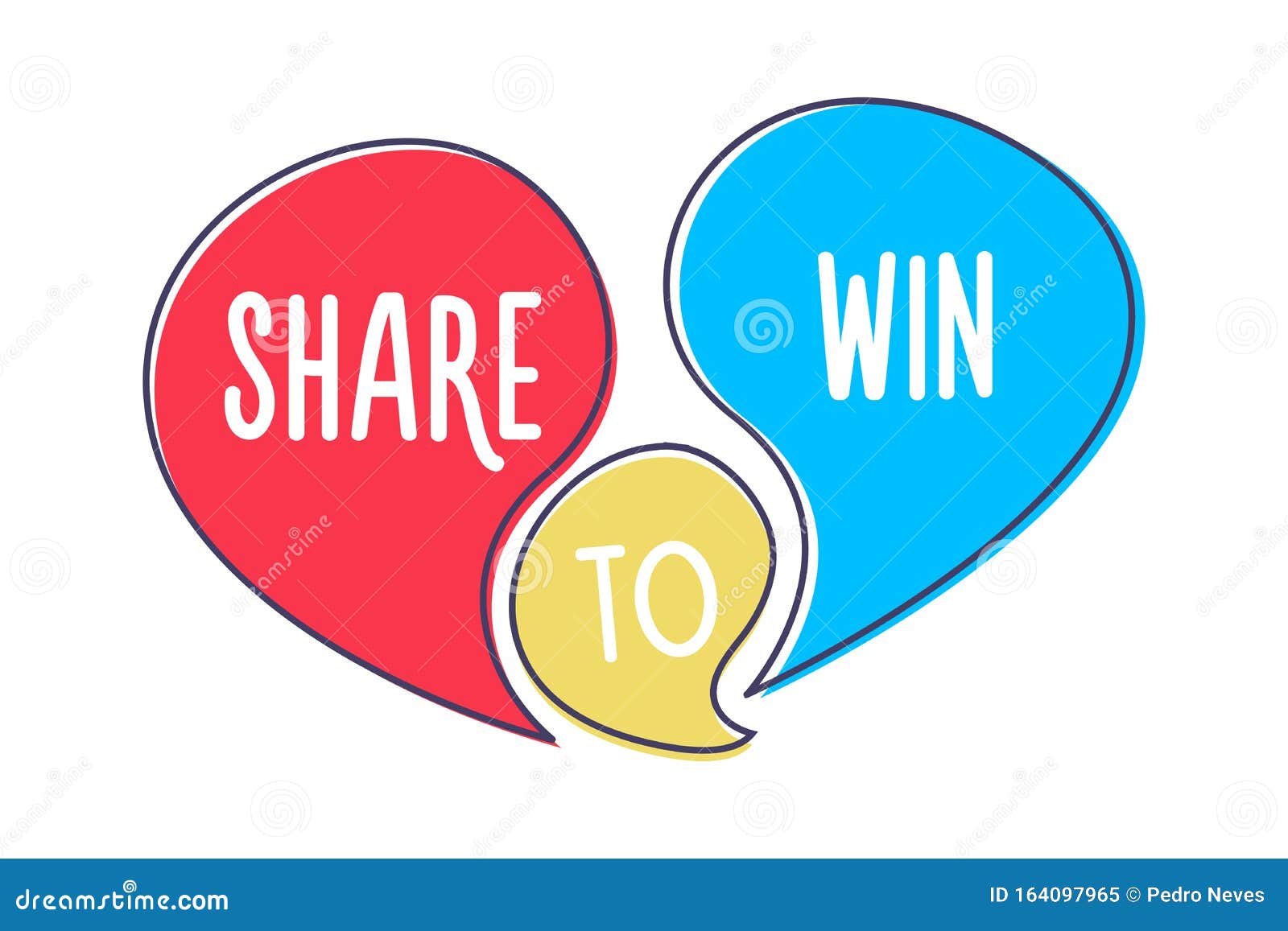 Trendy Doodle Speech Bubbles with Share To Win Text. Vector ...