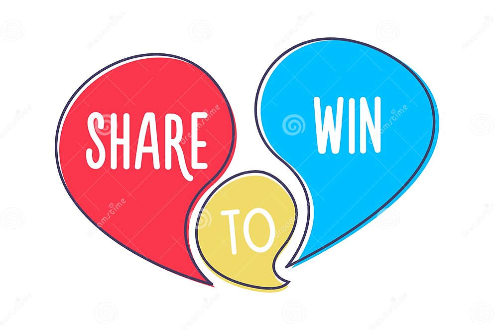 Trendy Doodle Speech Bubbles with Share To Win Text. Vector ...