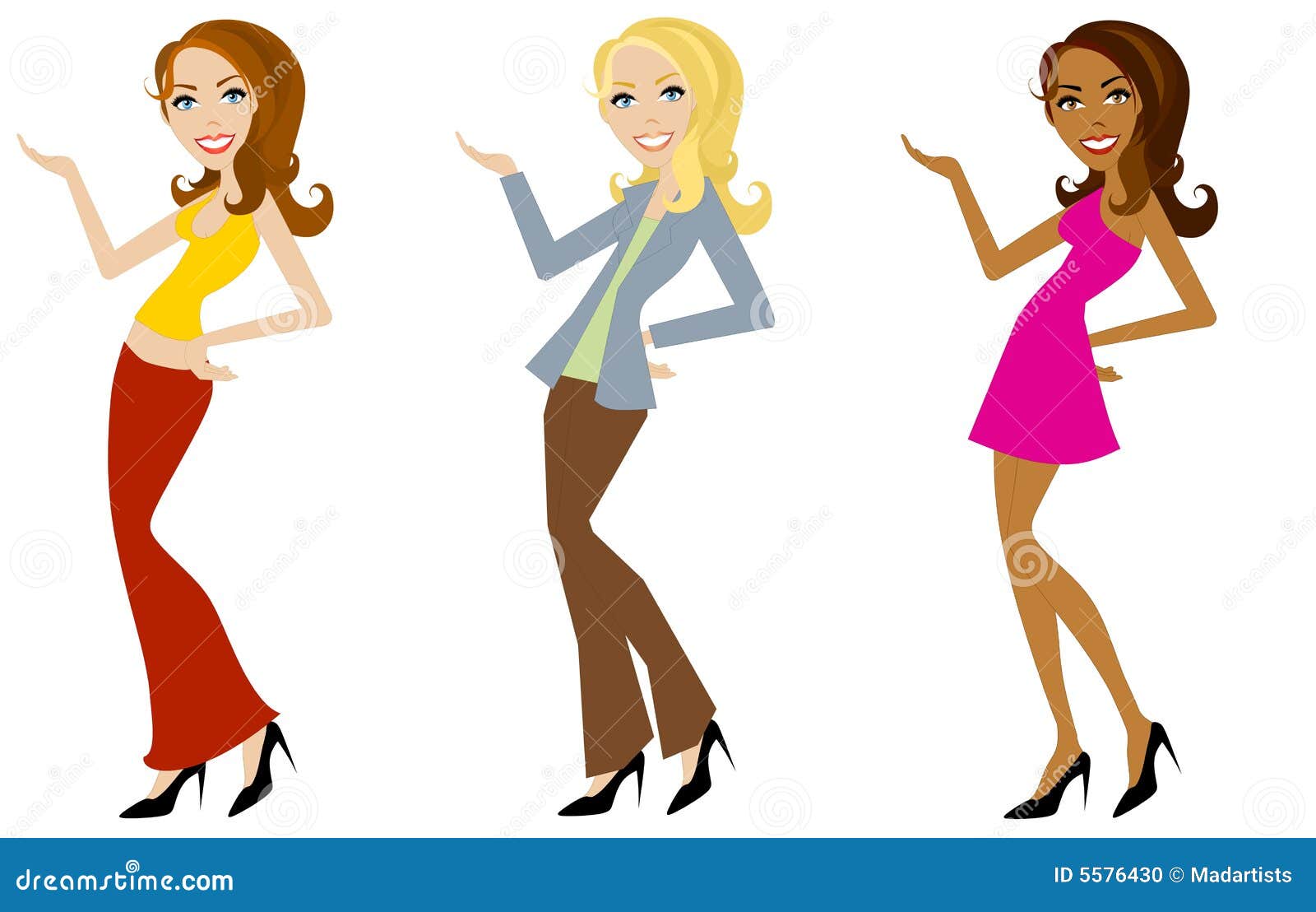 Trendy Fashion Models stock illustration. Illustration of dress - 5576430