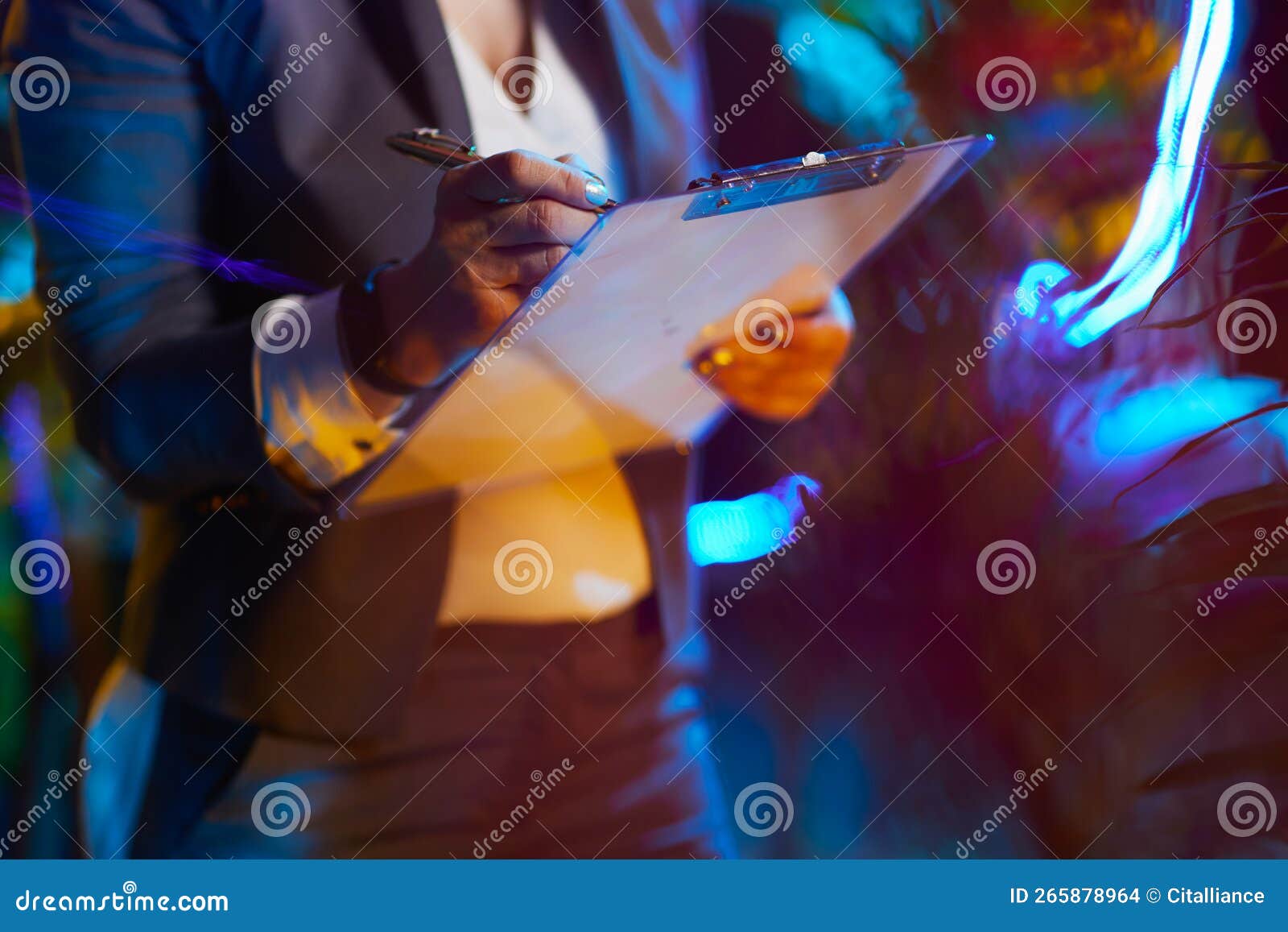 Female with Clipboard in Virtual Reality Stock Photo - Image of modern ...