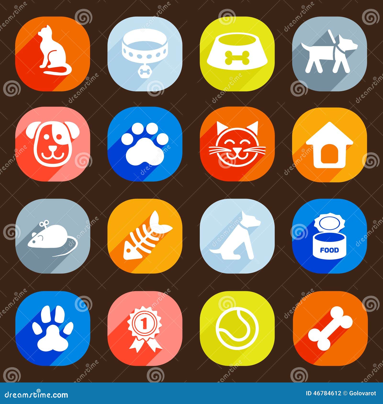 Trendy Flat Dog and Cat Icons. Vector Elements Stock Vector ...