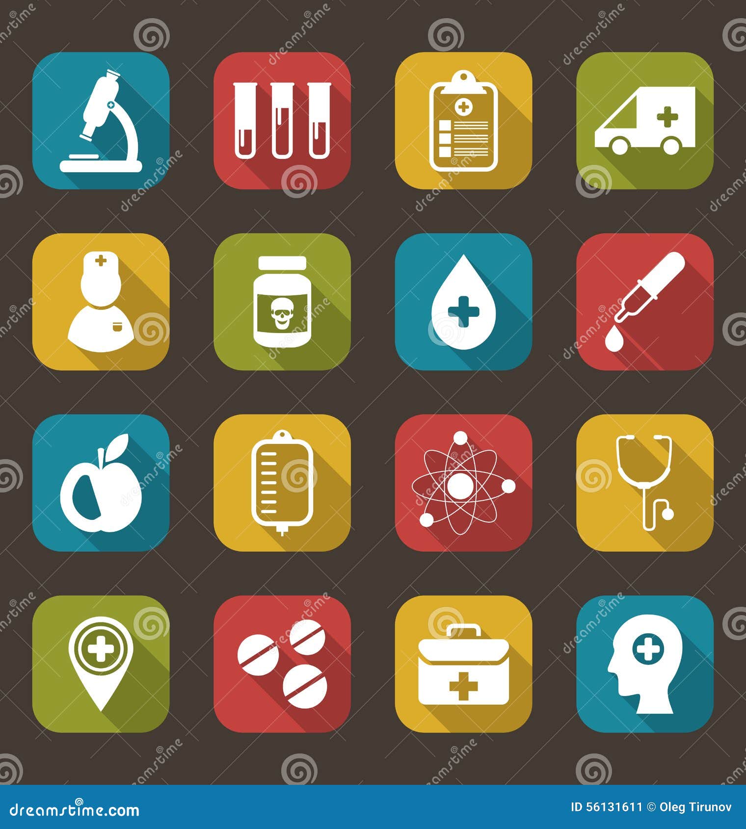 Trendy Flat Icons of Medical Elements Stock Vector - Illustration of ...