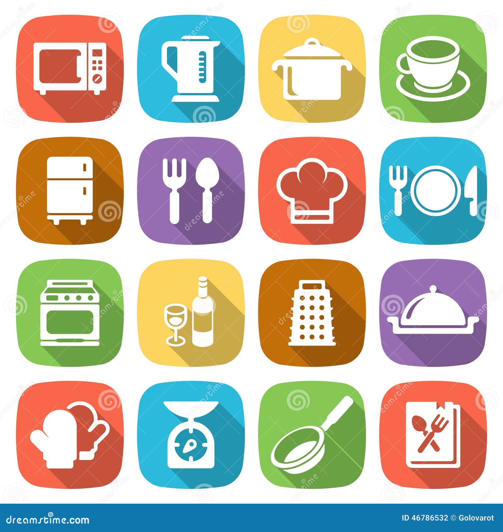Trendy Flat Kitchen and Cooking Icons. Vector Stock Vector ...