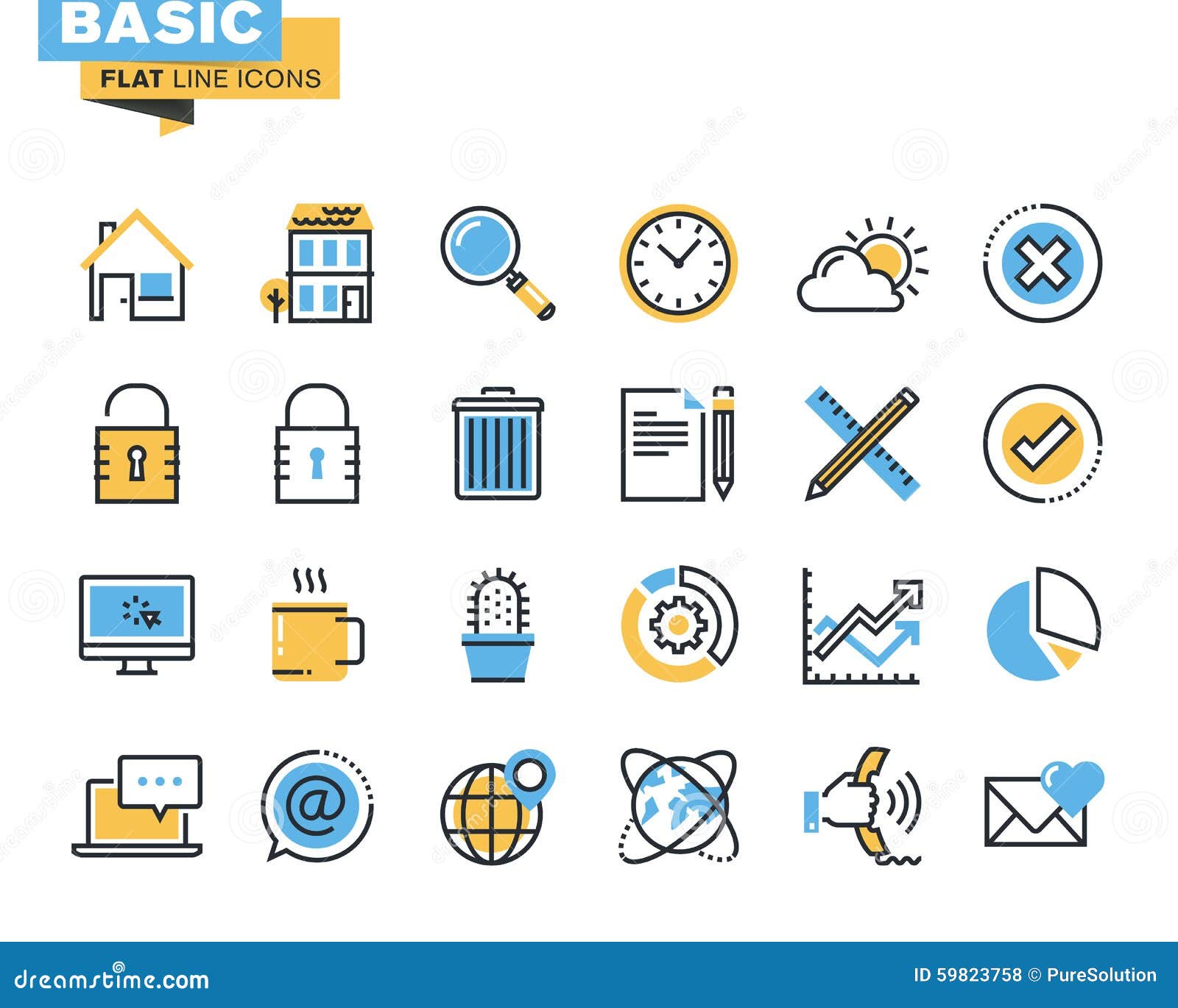 Trendy Flat Line Icon Pack for Designers and Developers Stock Vector ...