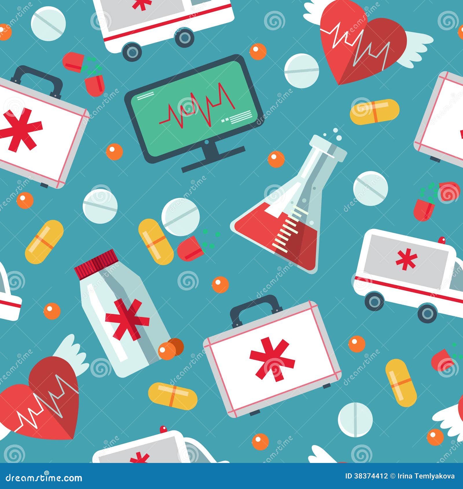 Trendy Flat Medical Pattern with Shadow. Vector Stock Vector ...