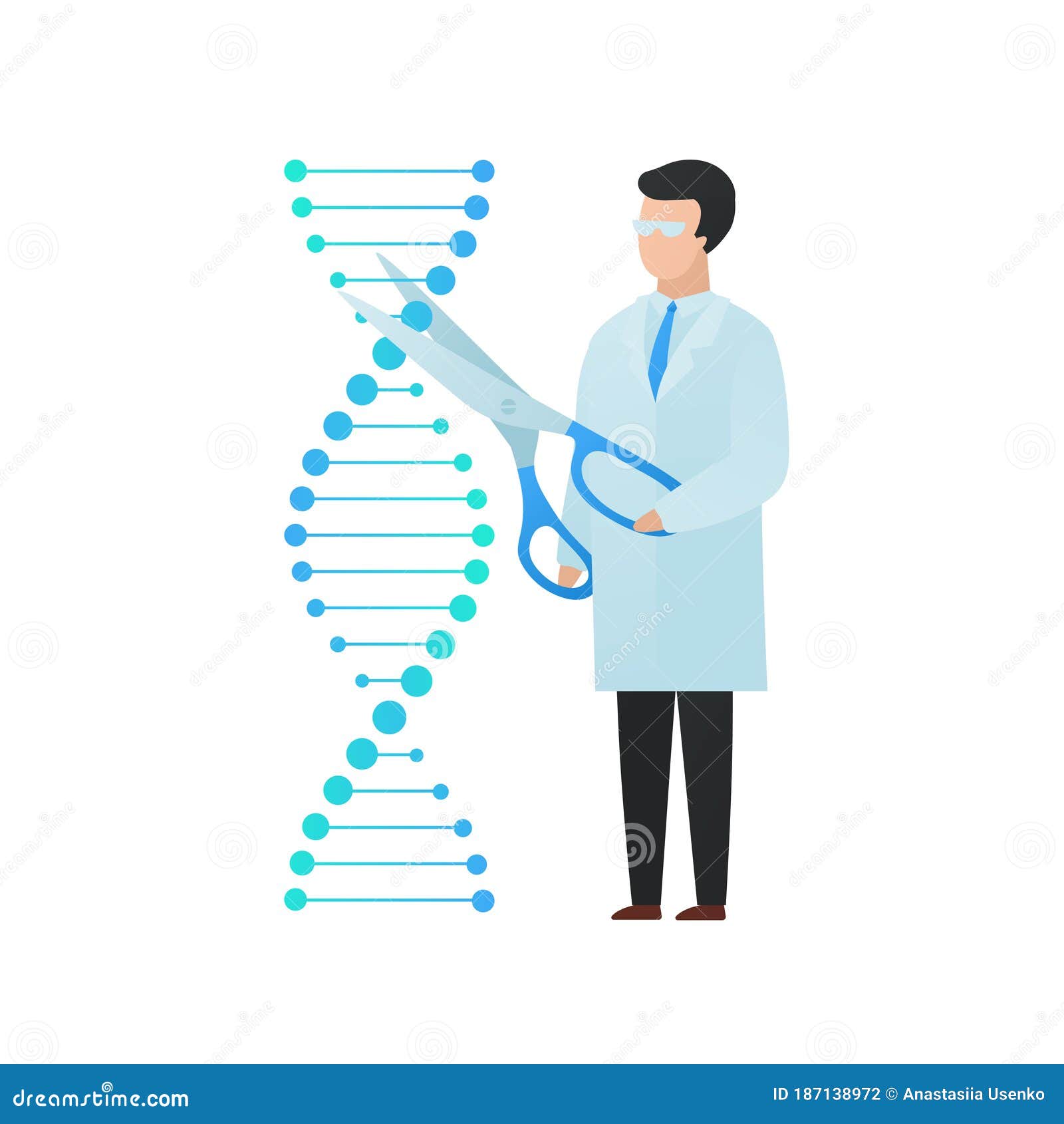 Trendy Flat Scientist Character Vector Illustration Cartoon Male