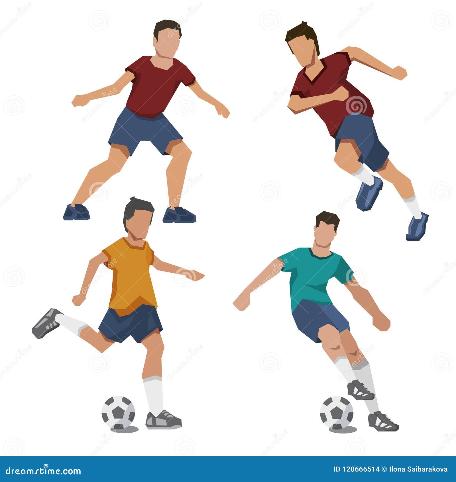 Trendy Flat Style Football Players Collection. Vector Eps10 Stock ...