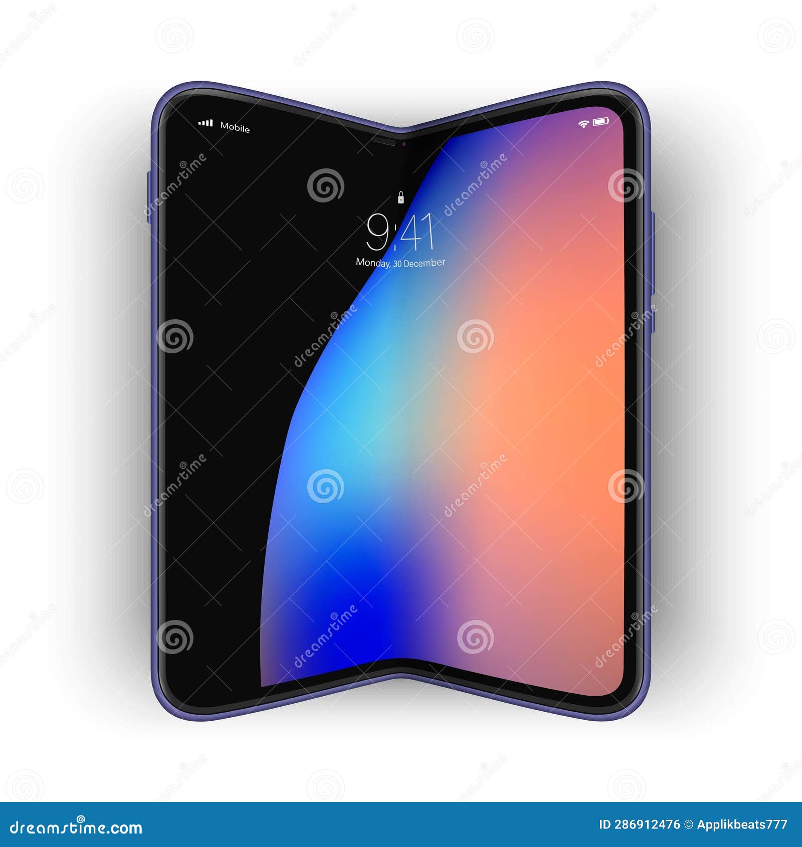 Trendy Flexible Phone, Future Device Concept. Foldable Gadget with ...