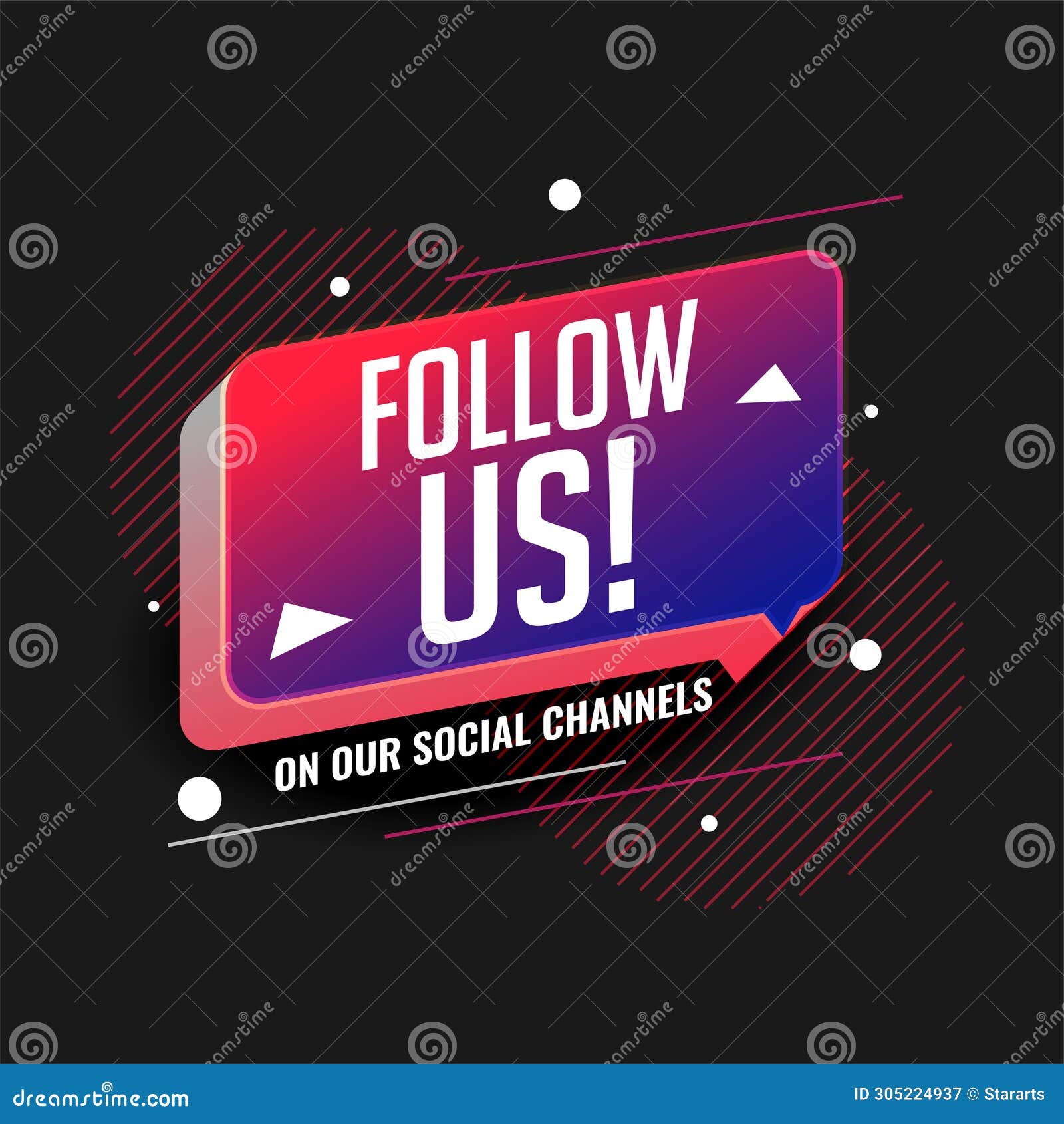 Trendy Follow Us Web Template for Social Media Channel Stock ...