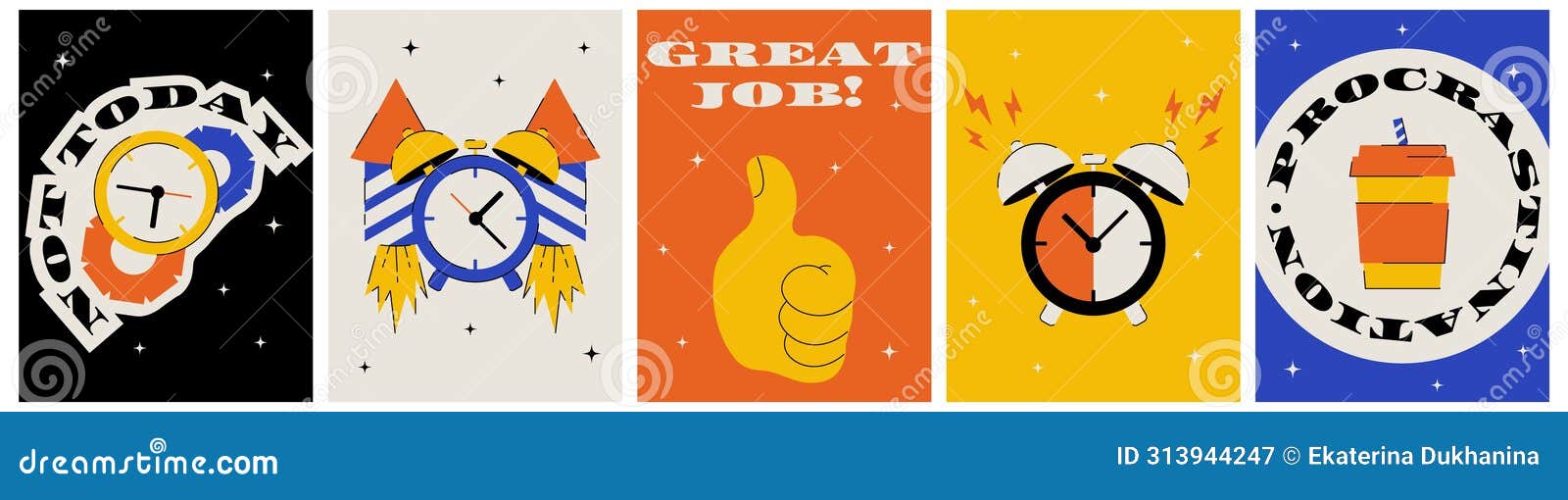 Trendy Funny Posters Set on the Topic of Work, Deadline and ...