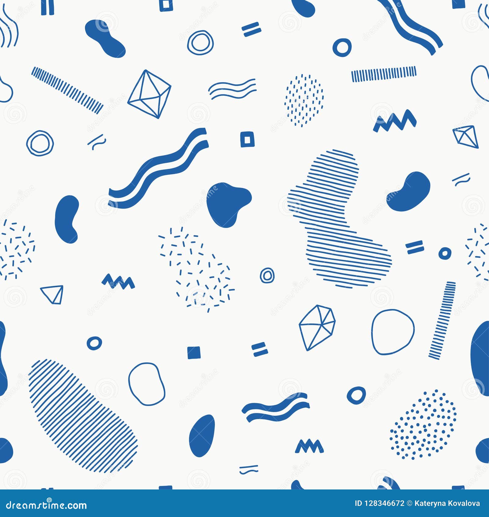 Trendy Geometric Elements Memphis Abstract Cards. Seamless Pattern ...