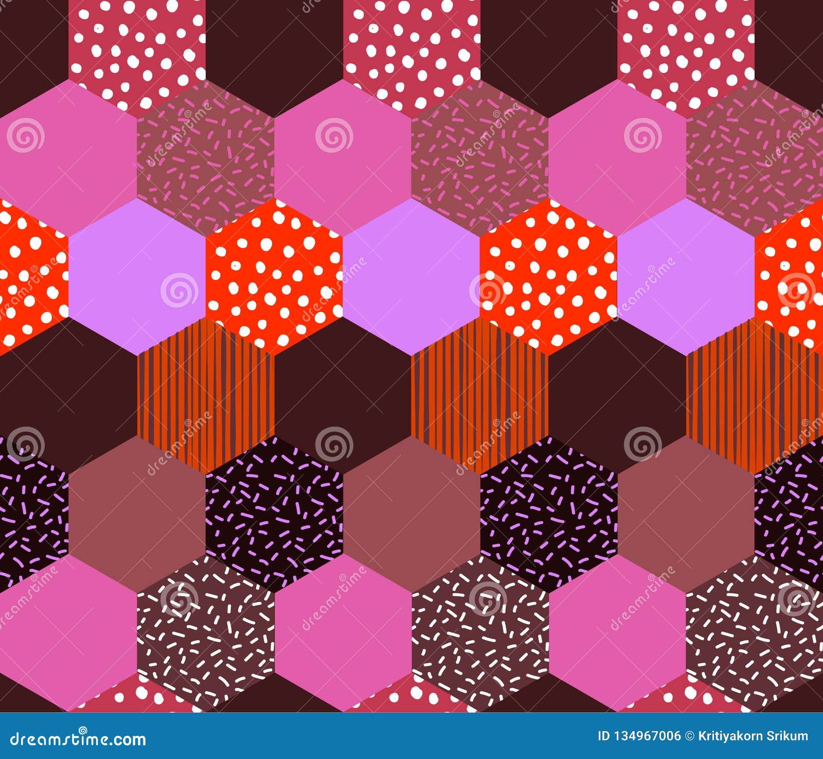 Trendy Geometric Pattern. Abstract Pentagon Background with Hand Drawn ...