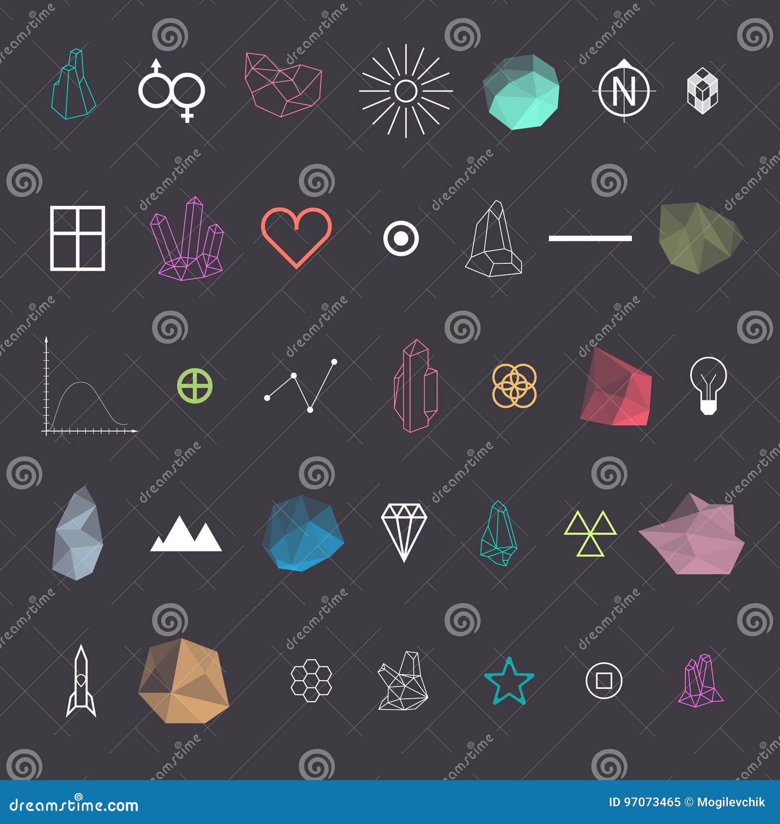 Trendy Geometric Shapes Collection Stock Vector - Illustration of bulb ...