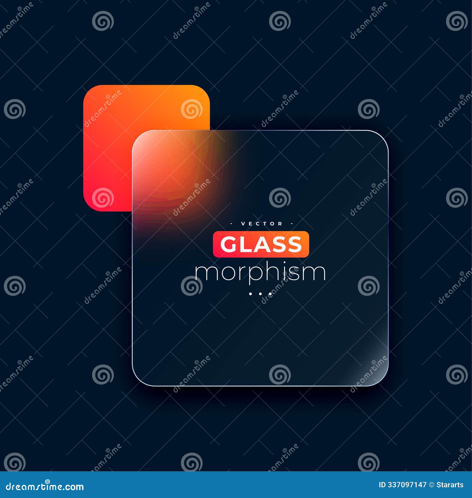 Glassmorphism Background. Gradient Wave Line With Realistic Frame Glass ...
