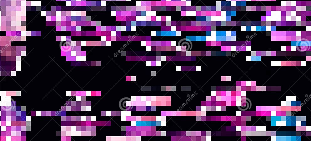Trendy Glitch Pattern on Dark Background. Abstract Geometric Elements ...