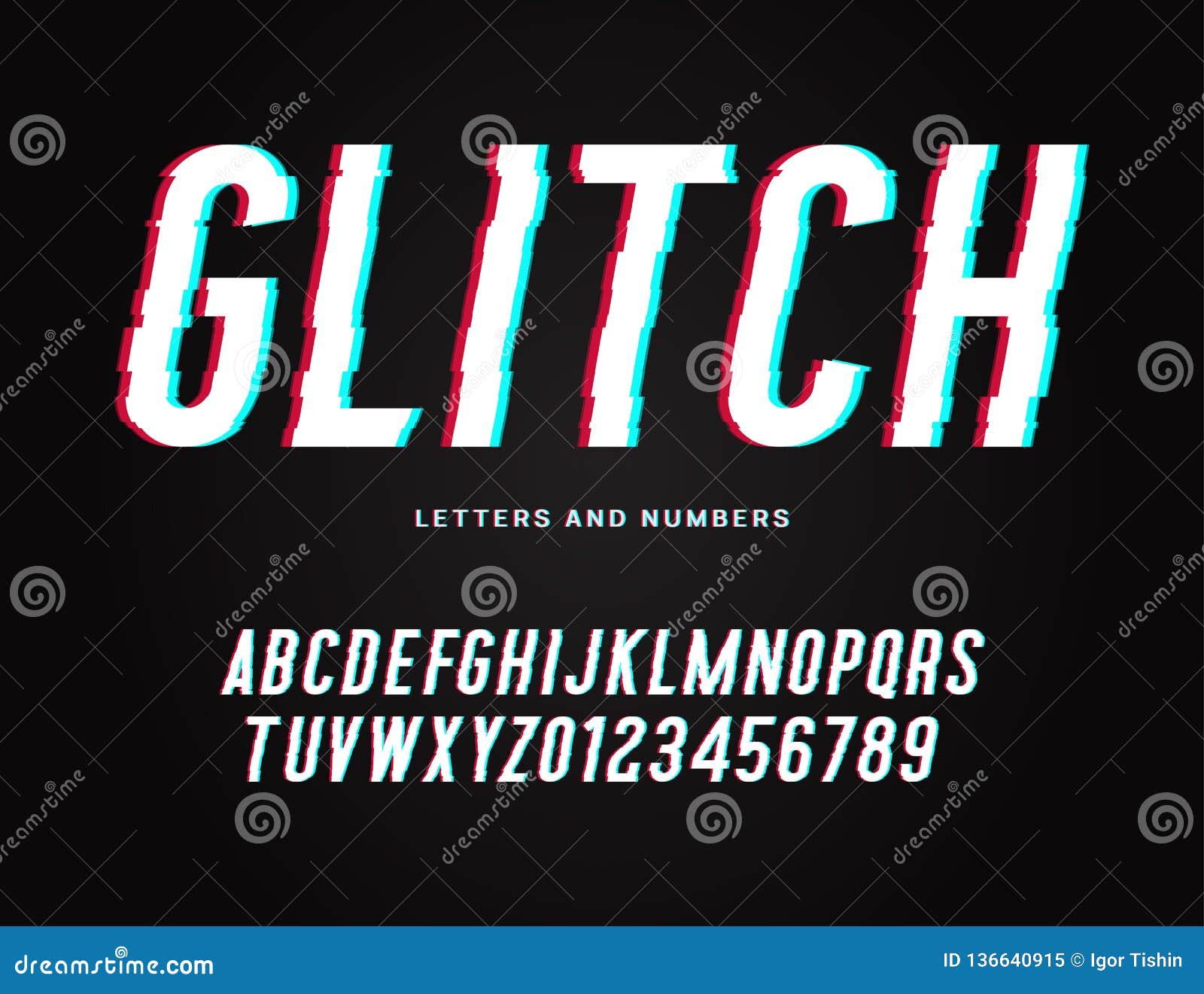 Trendy Glitch Typeface. Distorted Letters and Numbers Stock Vector ...