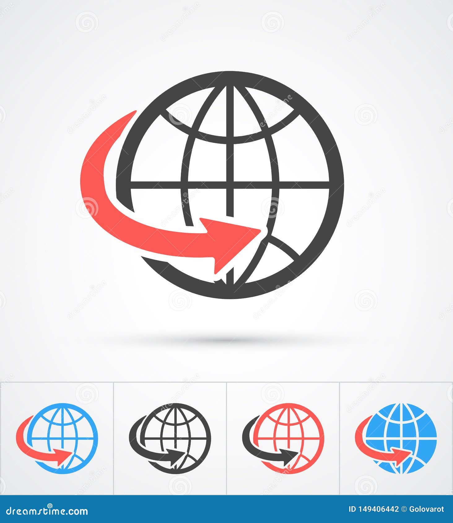 Trendy Globe with Arrow Colorful and Black Icon Stock Illustration ...