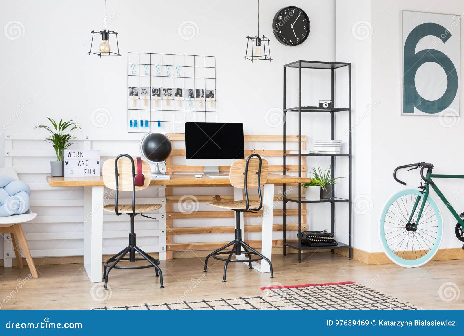 Open Workspace Connected with Hall Stock Image - Image of bicycle ...