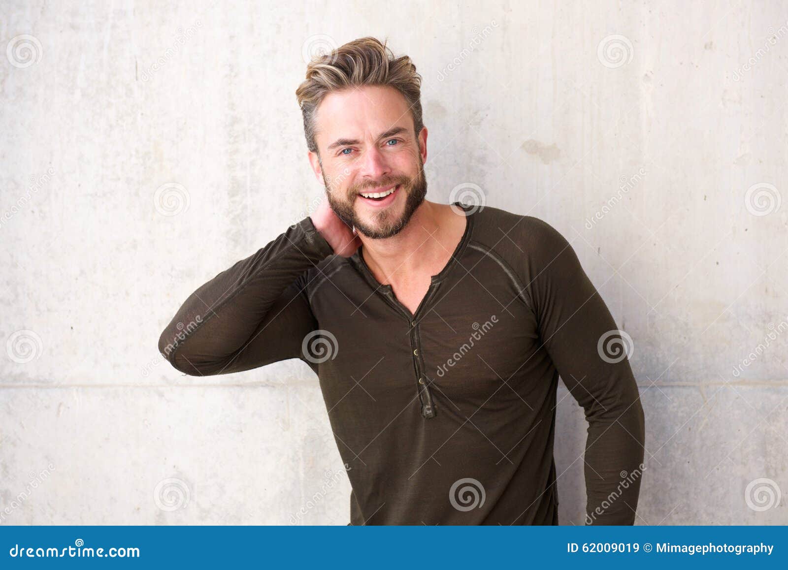 Trendy Guy with Beard Smiling Stock Image - Image of laughing, face ...