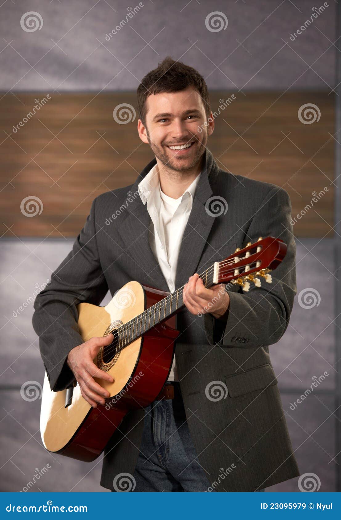 Trendy guy with guitar stock image. Image of enjoy, color - 23095979