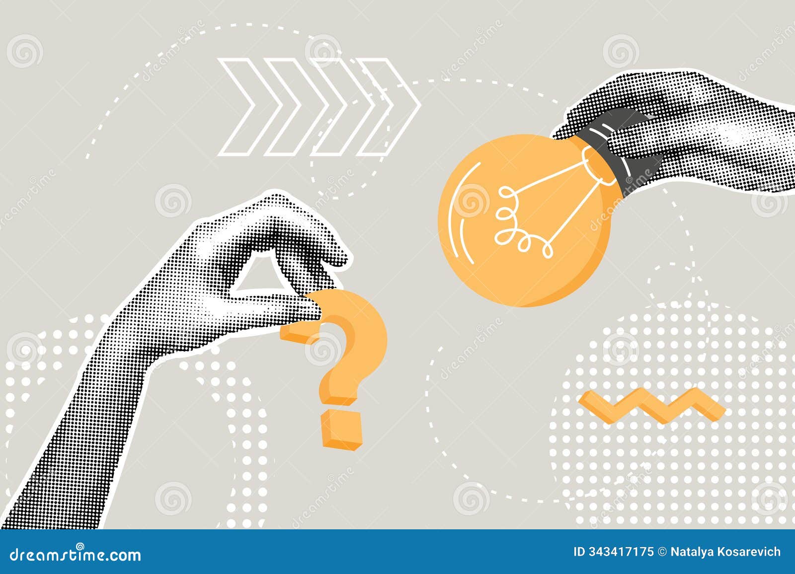 Trendy Halftone Collage. Problem Solving Concept, Question and Answer ...