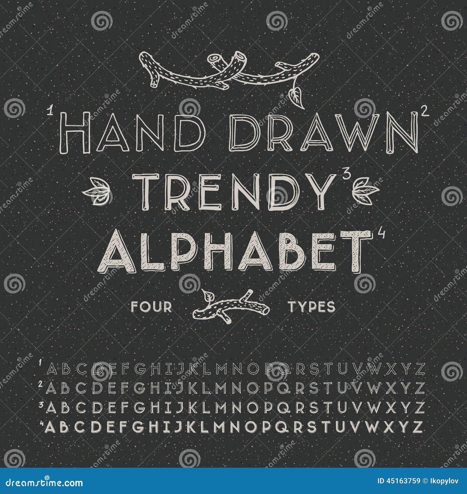 Trendy Hand Drawing Alphabet Stock Illustration - Illustration of style ...
