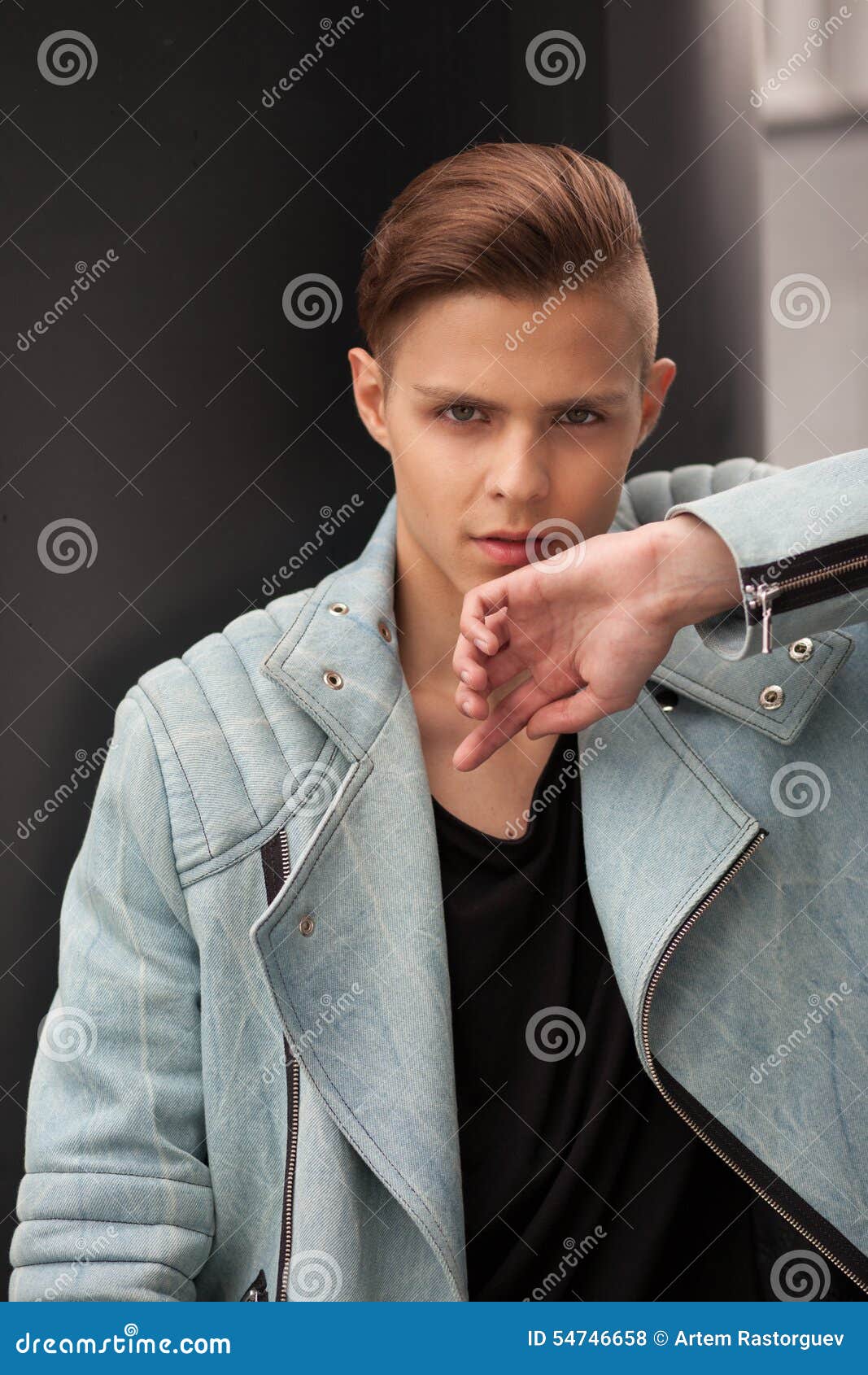 Trendy Handsome Guy with Trendy Hairstyle Stock Photo - Image of ...