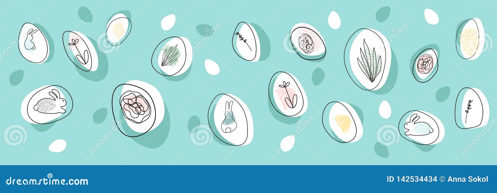 Trendy Header Design with Different Hand Drawn Shapes and Textures ...