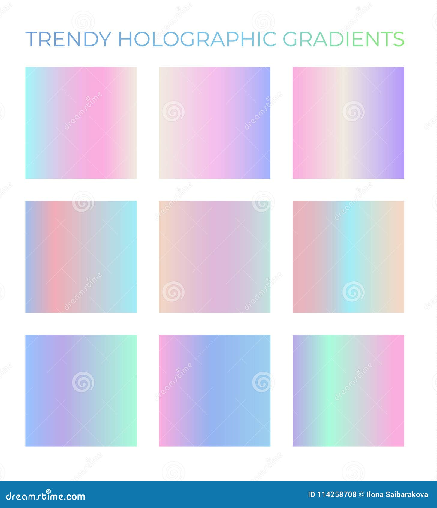 Trendy Holographic Gradients Set Stock Vector - Illustration of ...