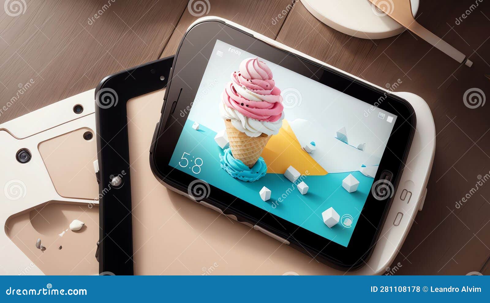 Trendy Ice Cream Cone Phone Case Design.AI Generated Stock Illustration ...