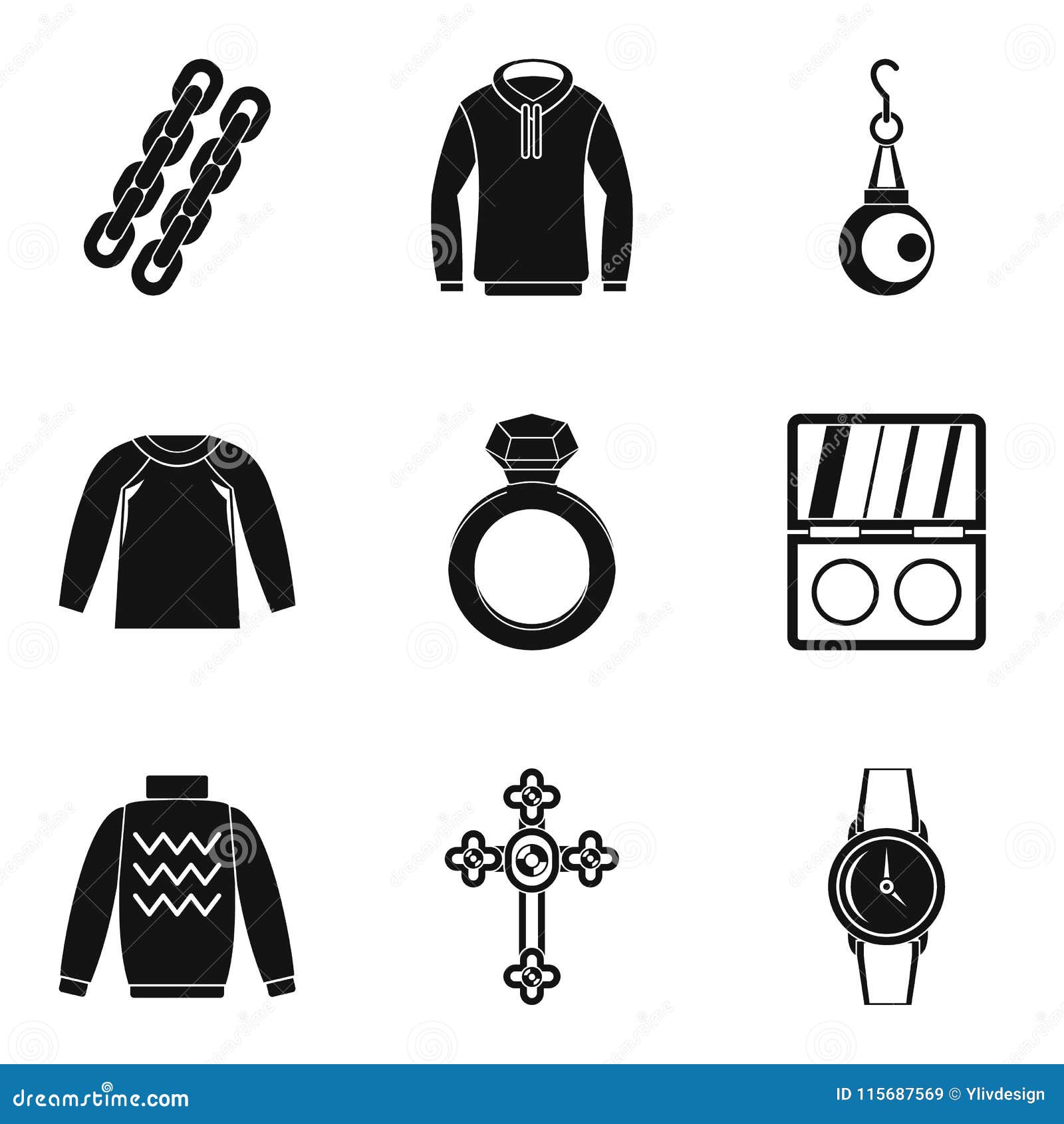 Trendy Icons Set, Simple Style Stock Vector - Illustration of market ...