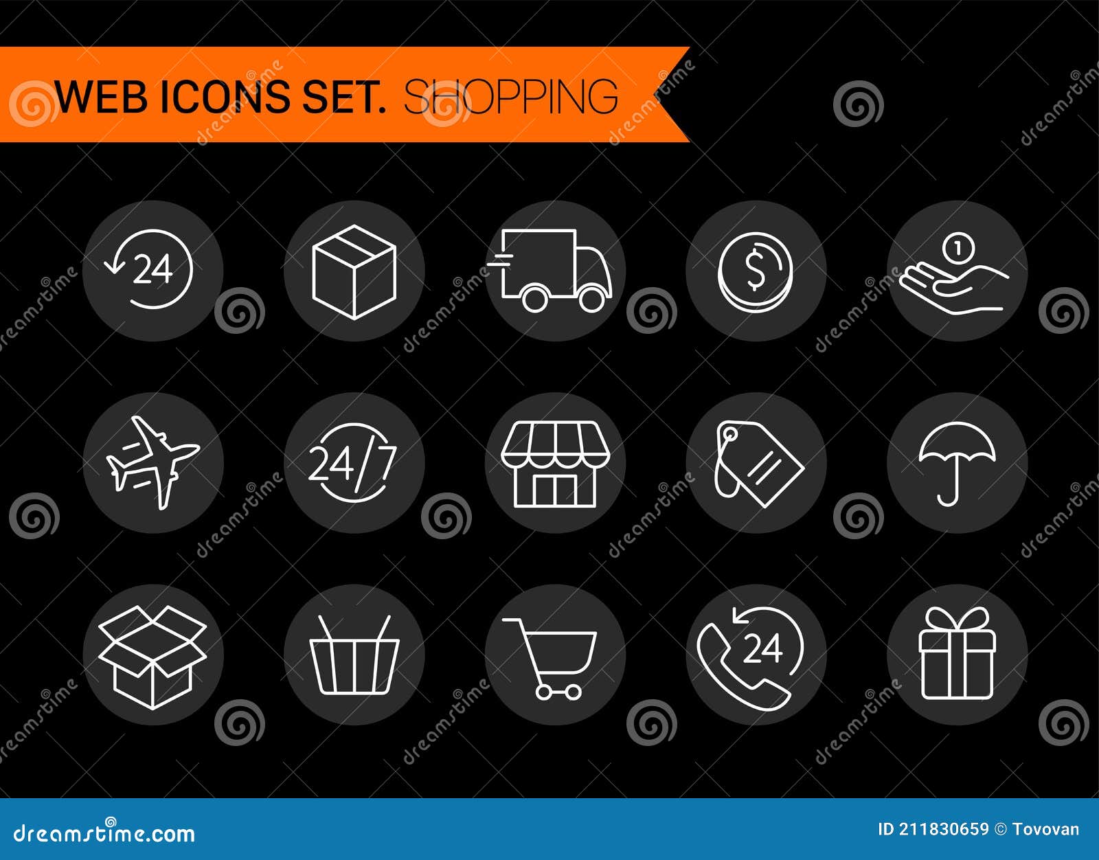 Trendy Icons Vector Clipart. Shopping Set Stock Vector - Illustration ...