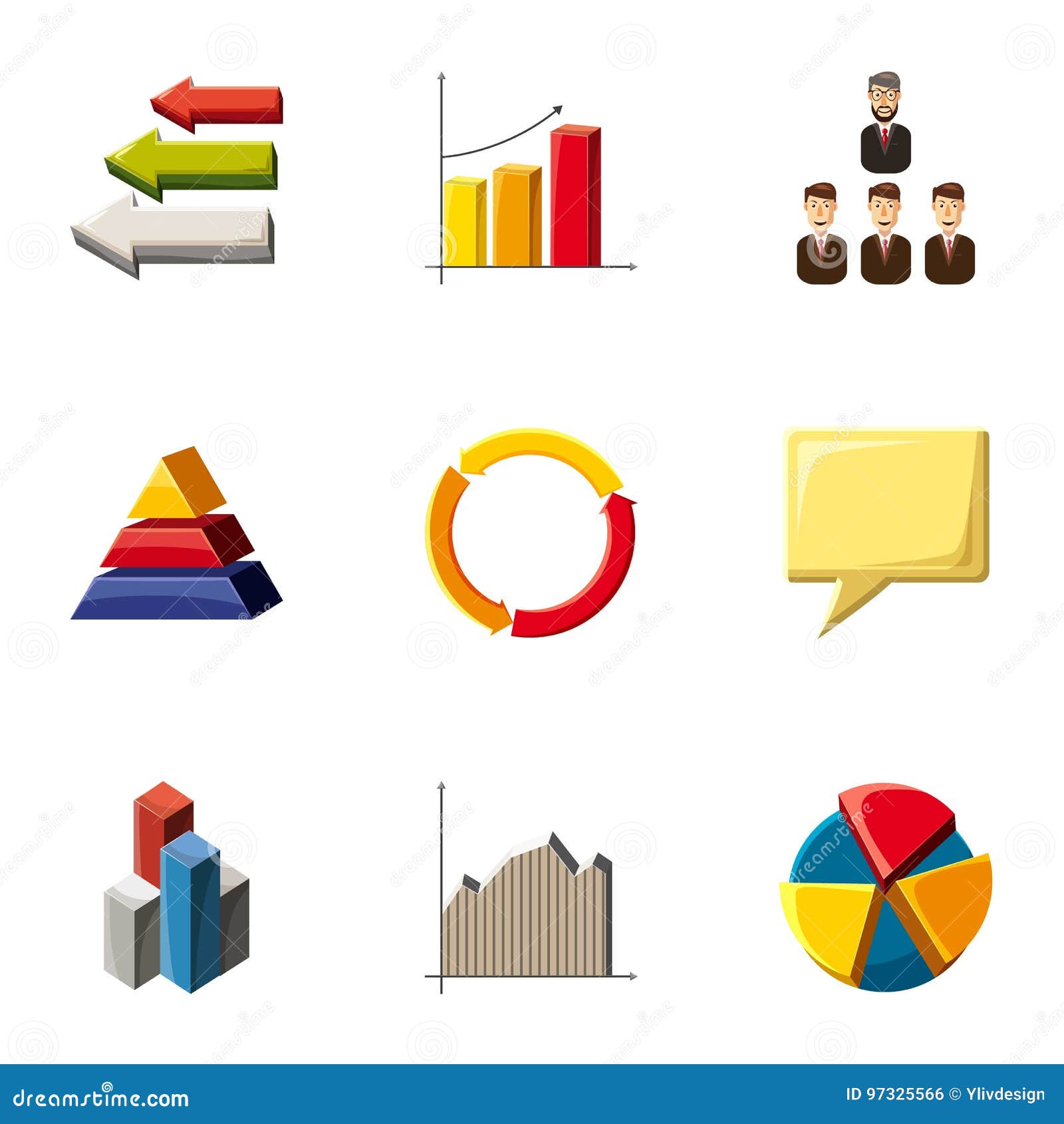 Trendy Infographic Icons Set, Cartoon Style Stock Vector - Illustration ...