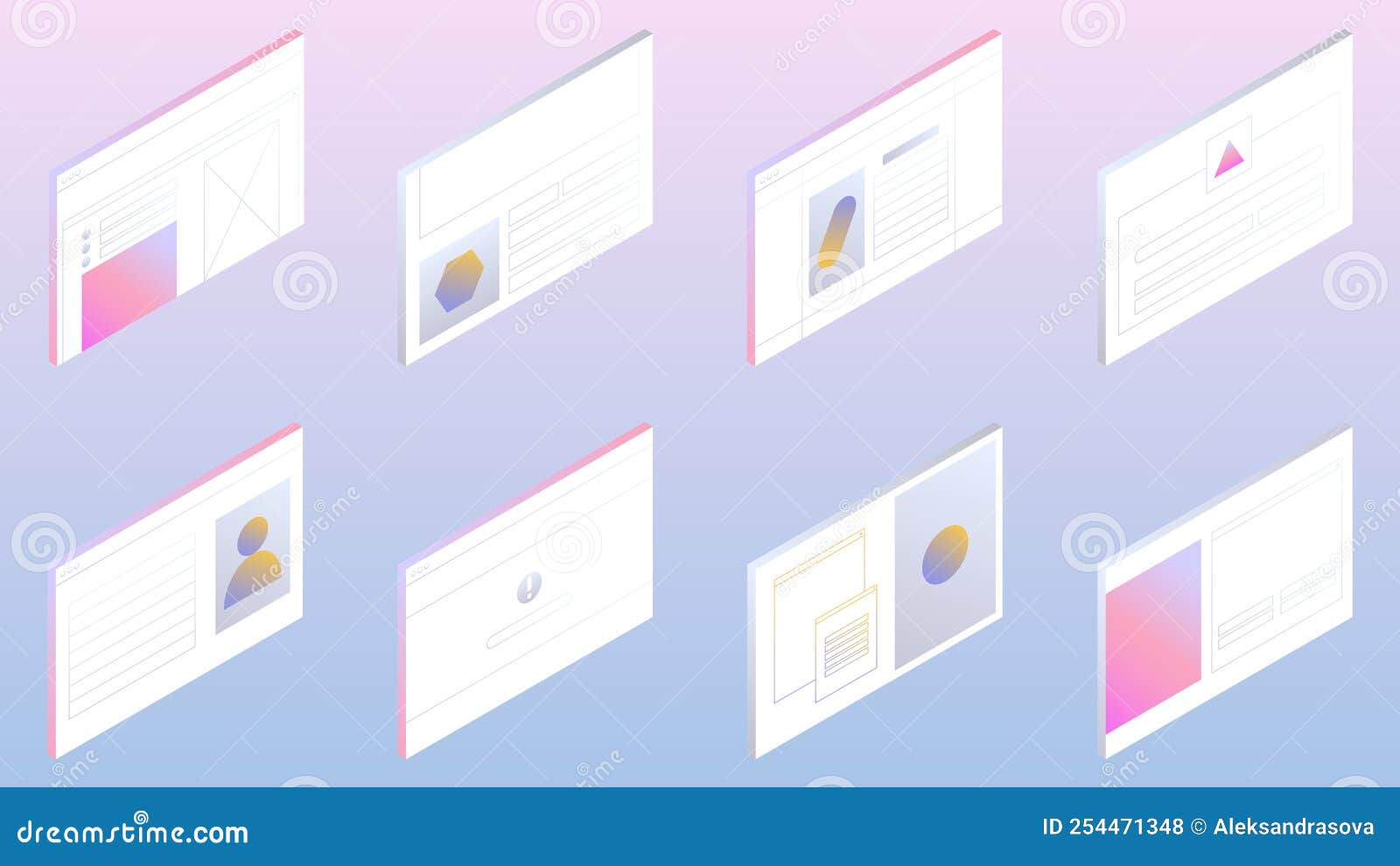 Trendy Isometric Set with User Interface Concept Forms. Stock Vector ...