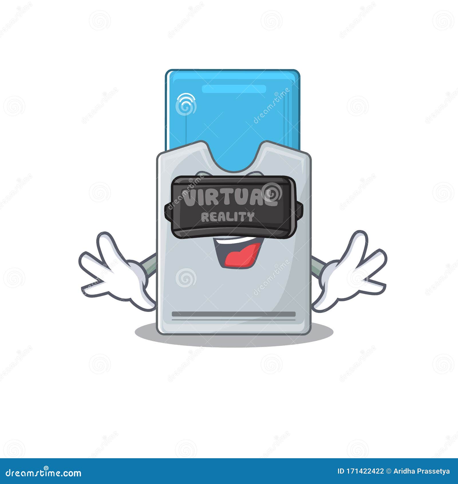 Trendy Key Card Character Wearing Virtual Reality Headset Stock Vector ...